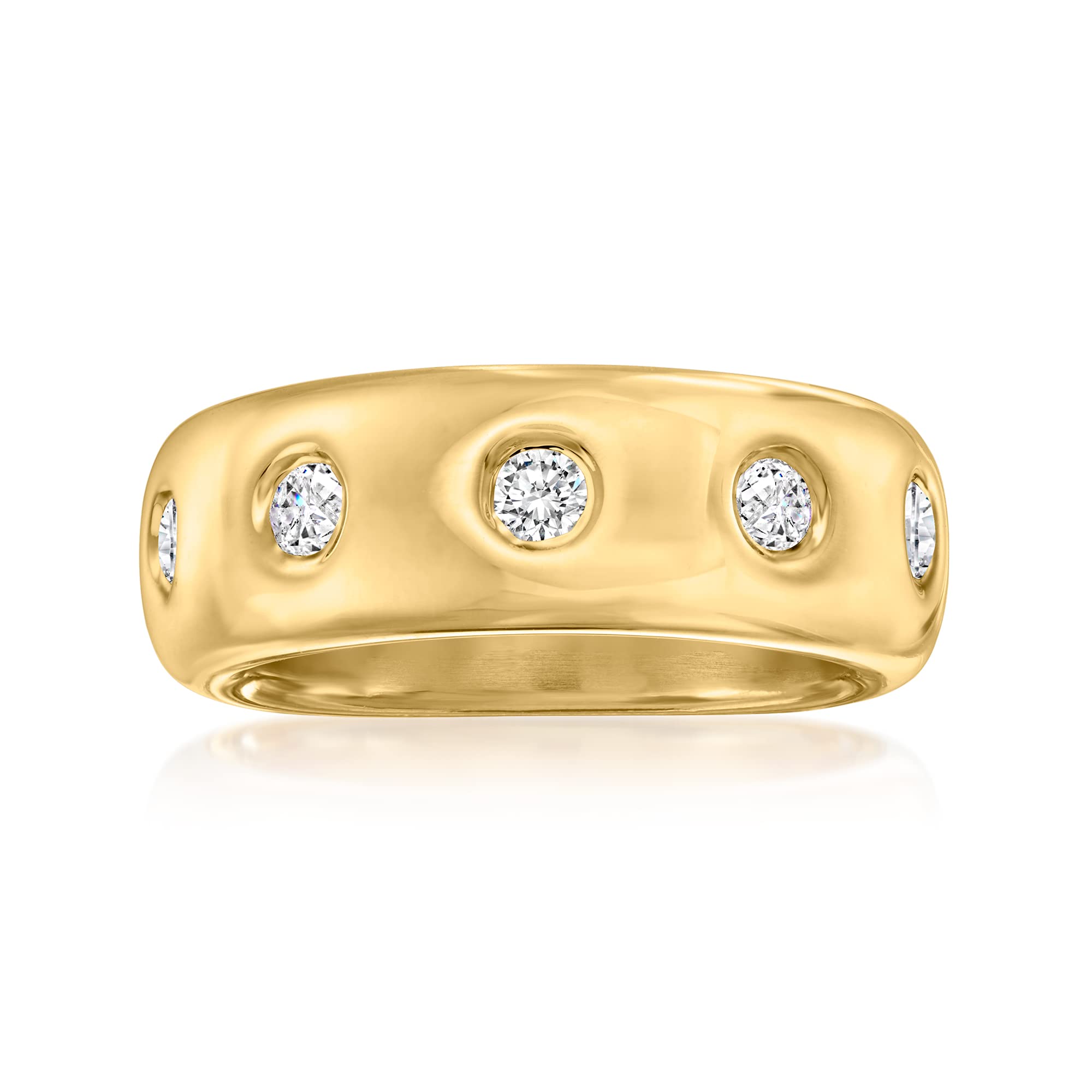 Ross-Simons Italian Andiamo 1.00 ct. t.w. CZ Ring in 14kt Yellow Gold Over Resin. Size 8