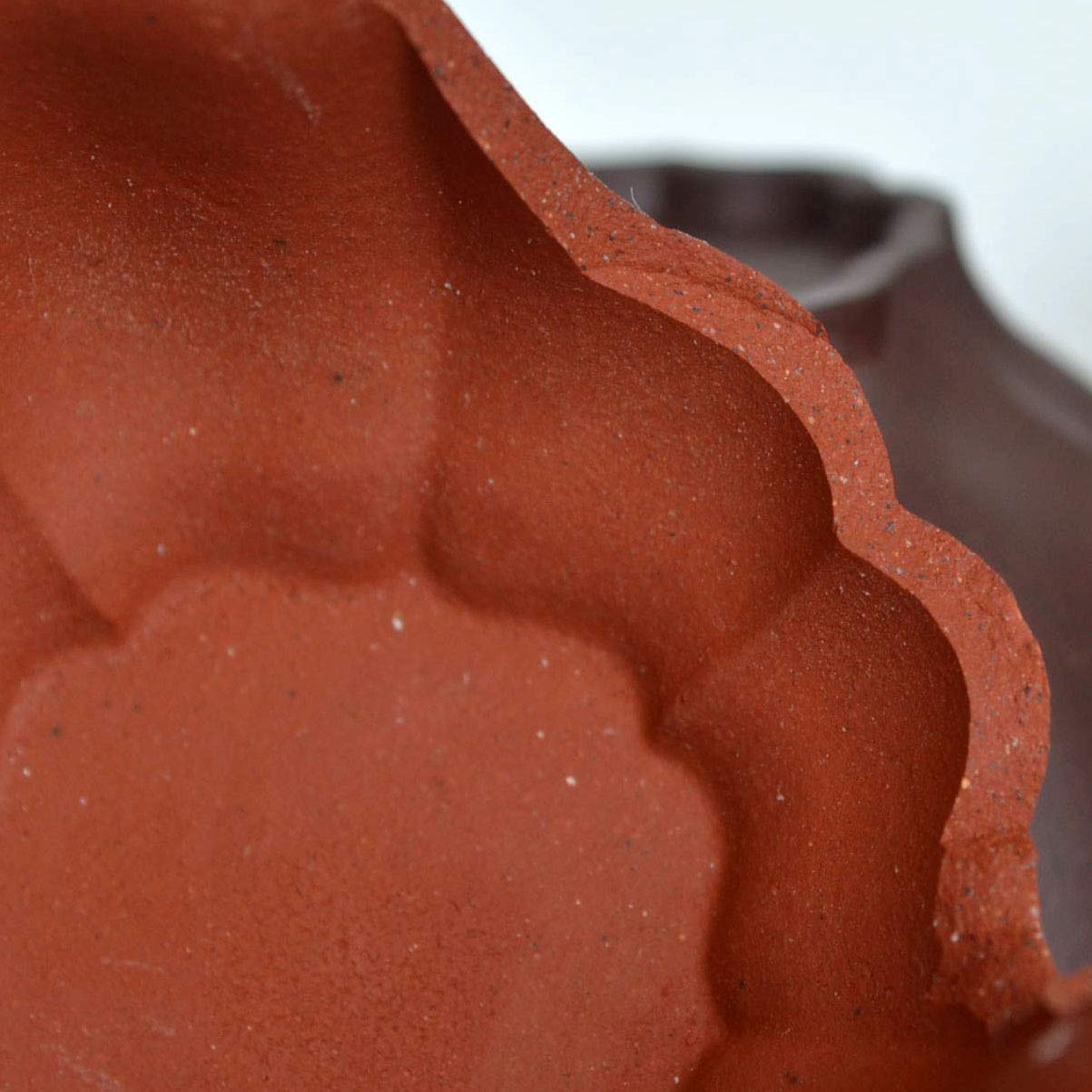 YXHUPOT 4pcs Teacups 2.5oz Chinese Clay Zisha Cup Diamond Flower (Red brown)