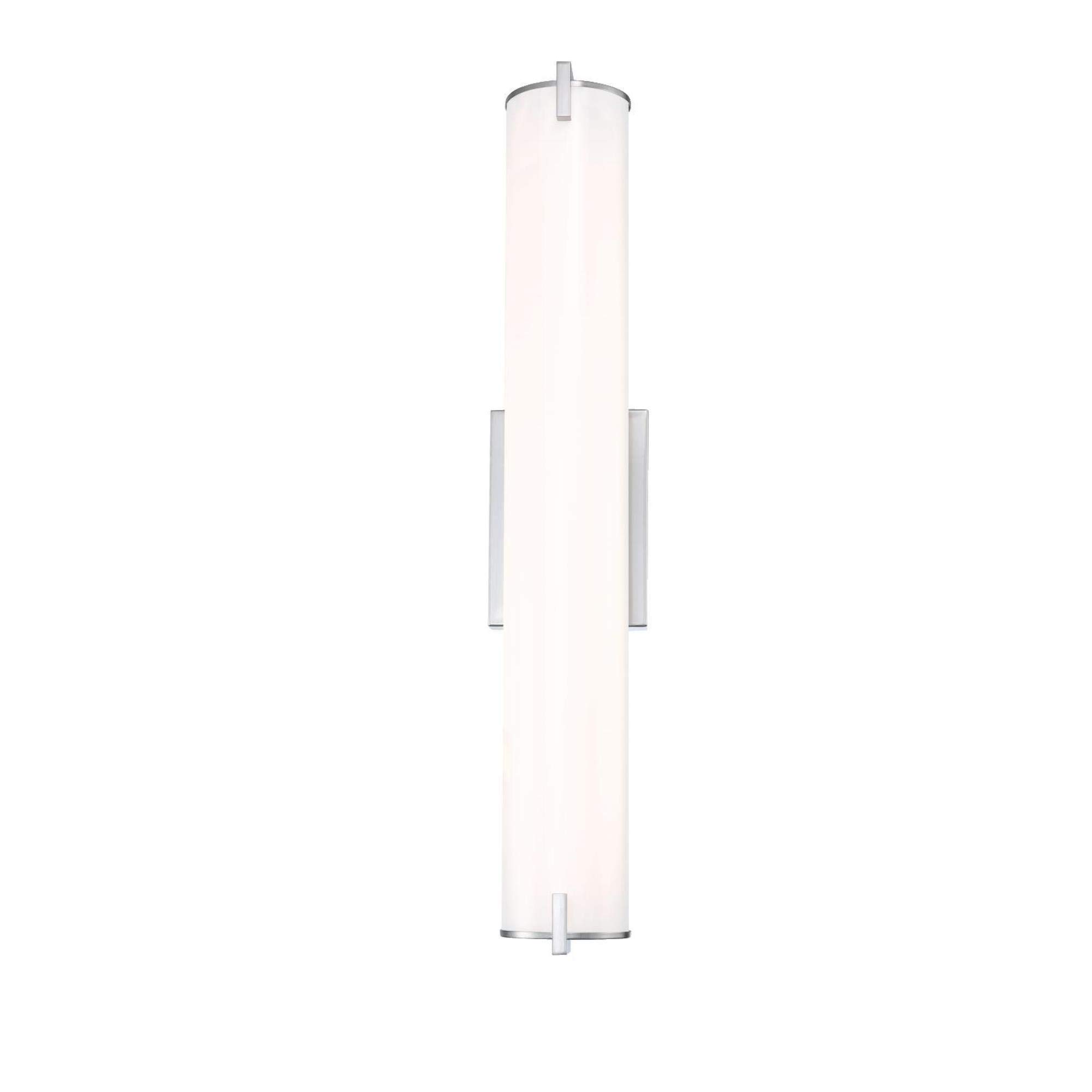 Westinghouse 6112100 Transitional One-Light, 25 Watt Dimmable LED Indoor Wall Light with Color Temperature Selection Brushed Nickel Finish, White Frosted Shade