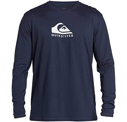 Quiksilver mens Solid Streak Long Sleeve Rashguard Upf 50 Sun Protection Surf Rash Guard Shirt, Navy Blazer, Large US