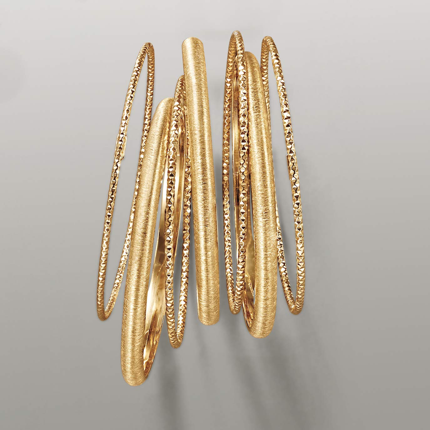 Ross-Simons Italian 18kt Gold Over Sterling Silver Jewelry Set: 7 Bangle Bracelets. 8.5 inches