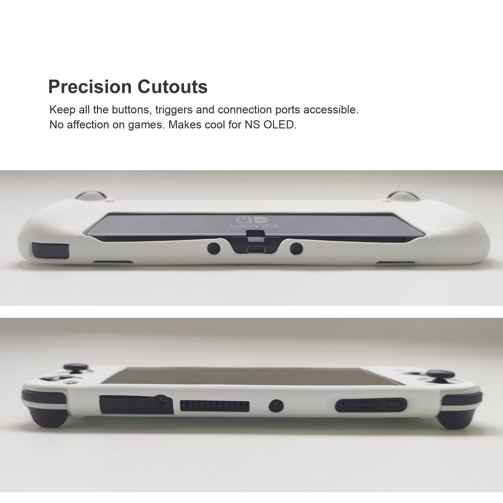 Switch OLED Skin,Pandaren Silicone OLED Switch Cover Protective Hand Grip Compatible with Nintendo Switch OLED 7.0 inch 2021 Model(White)