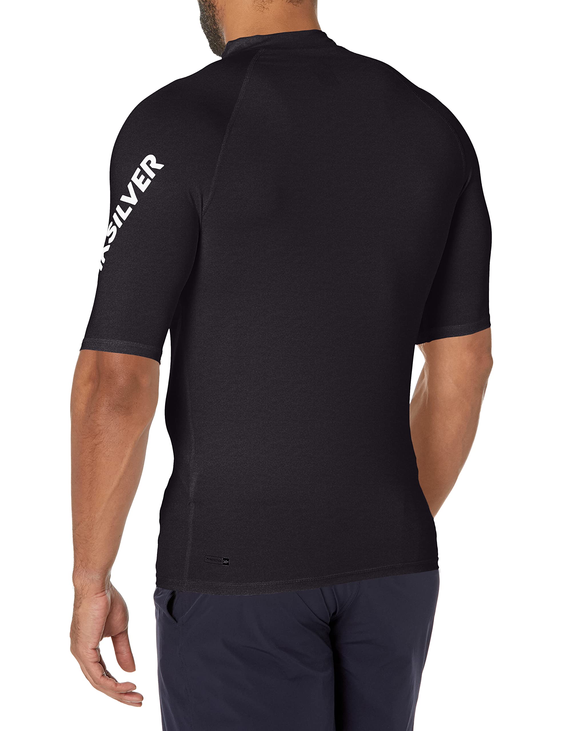 Quiksilver mens All Time Short Sleeve Rashguard Upf 50 Sun Protection Surf Rash Guard Shirt, Black, Medium US
