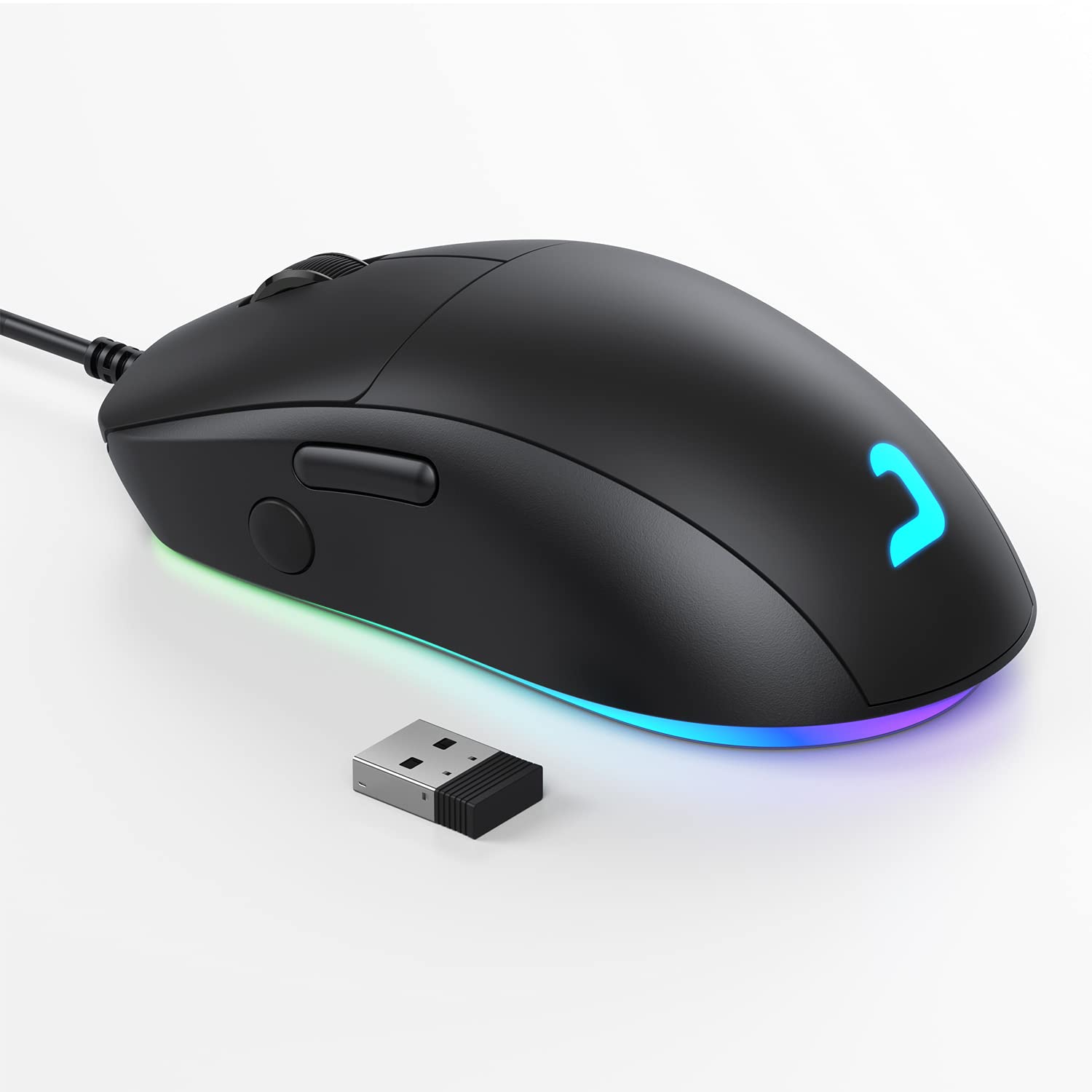 Wireless/Wired Gaming Mouse, Rechargeable RGB Gaming Mice with 7 Backlit Modes, 7 Adjustable DPI up to 10000 for Windows PC Gamers