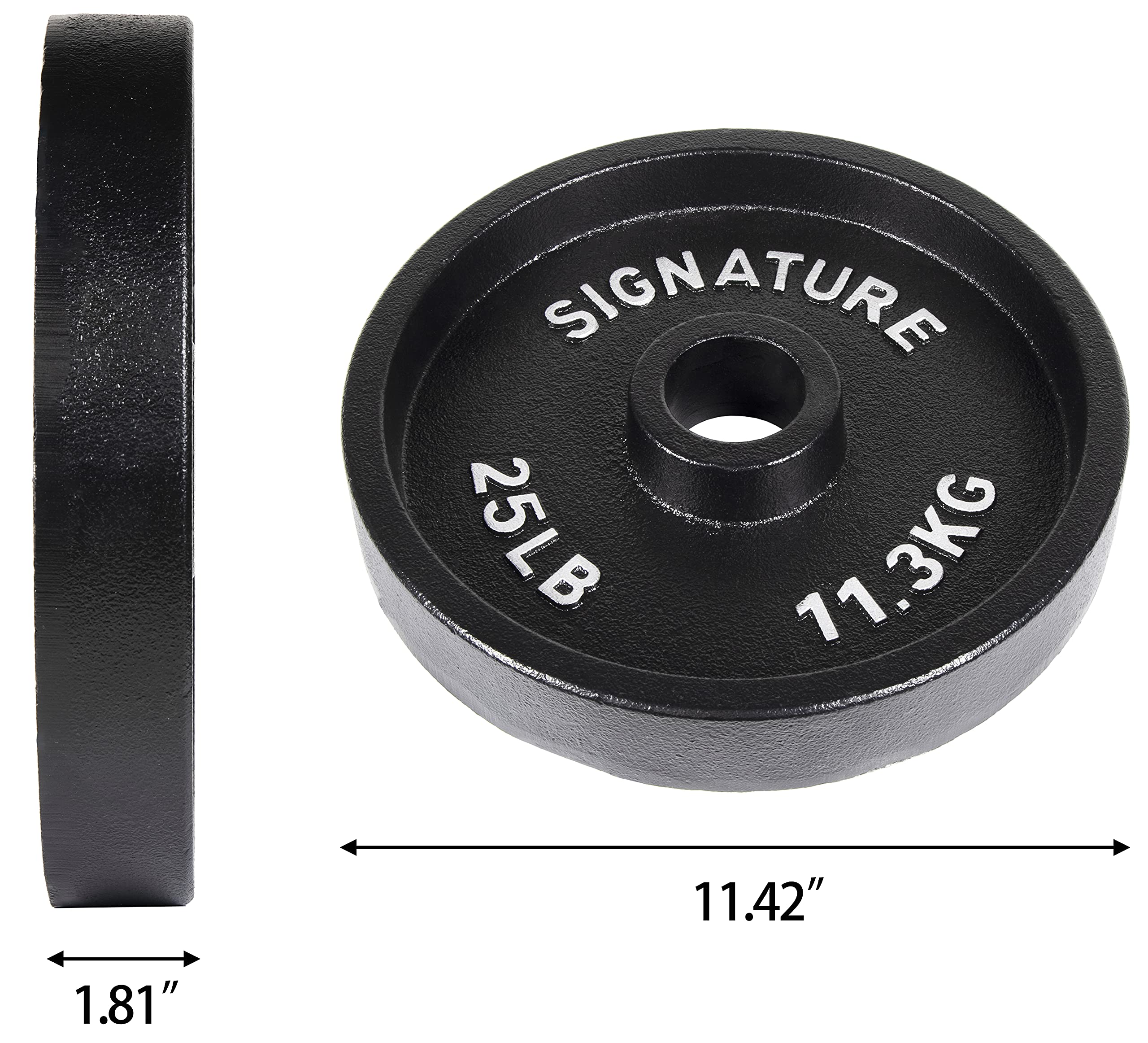 Signature Fitness Deep Dish 2-Inch Olympic Cast Iron Weight Plates with E-Coating, Black