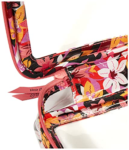 Vera Bradley Women's Clear Zip-around Cosmetic Makeup Organizer Bag, Rosa Floral, One Size
