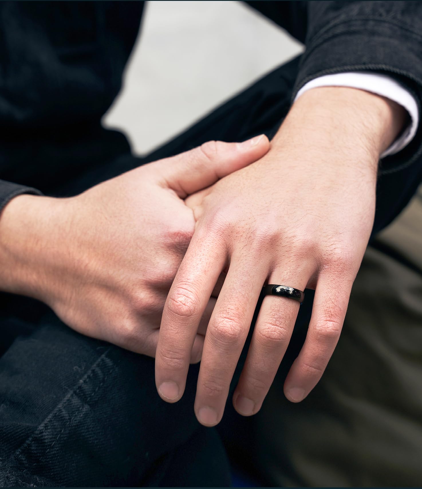TIGRADE Black Titanium Ring 2mm 4mm 6mm 8mm Dome High Polished Wedding Band Size 4-15 (4mm, 14.5)