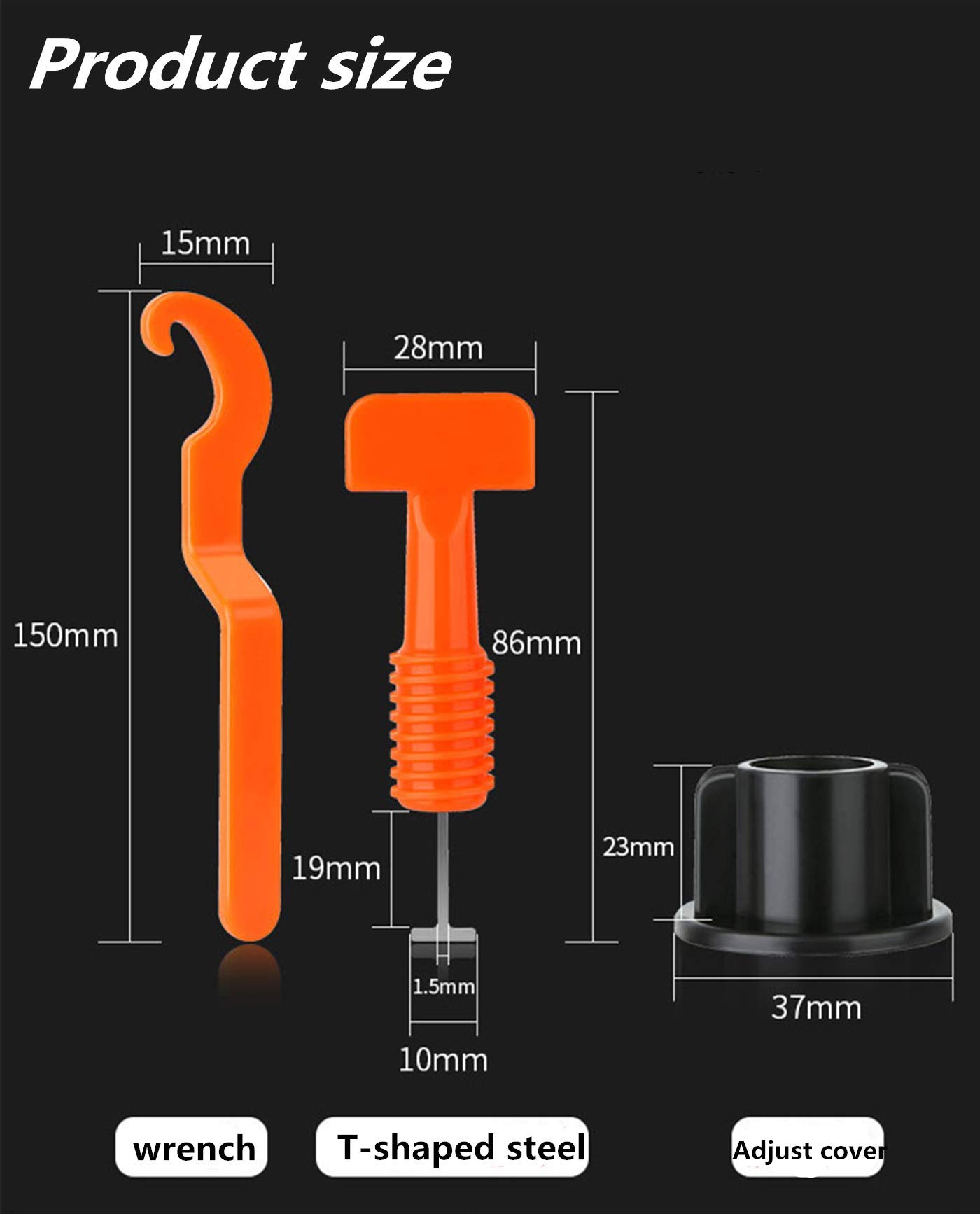 Tile Leveling System 1/16" Kit, 200 PCS Tile Leveler Spacers,1000 PCS 1/12" Tile Spacers, 8 Wrench and 200 PCS 1/16" Replaceable Steel Pins Tile Tools Installation for Walls Flooring Ceramic