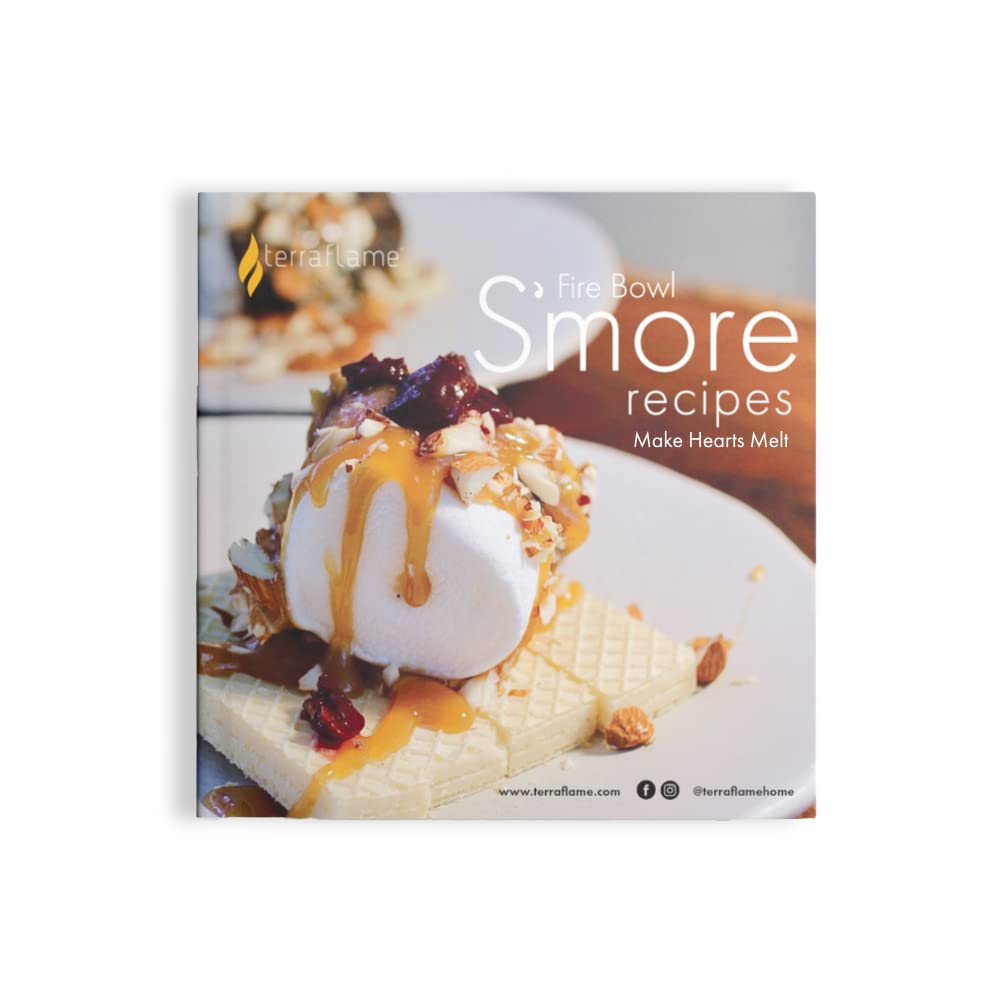 TerraFlame Portable Indoor and Outdoor Smoke Free Clean Burning Gel Fuel S'mores Roaster Tabletop Gift Set with Bamboo Tray - White