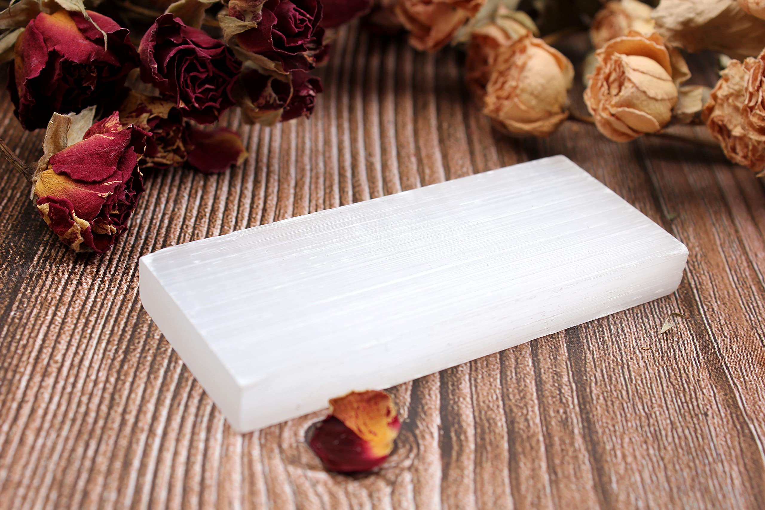 vuUUuv Natural Selenite Sticks for Cleansing Energy，Healing Crystals，Radiation Protection，Protection Grids (White)