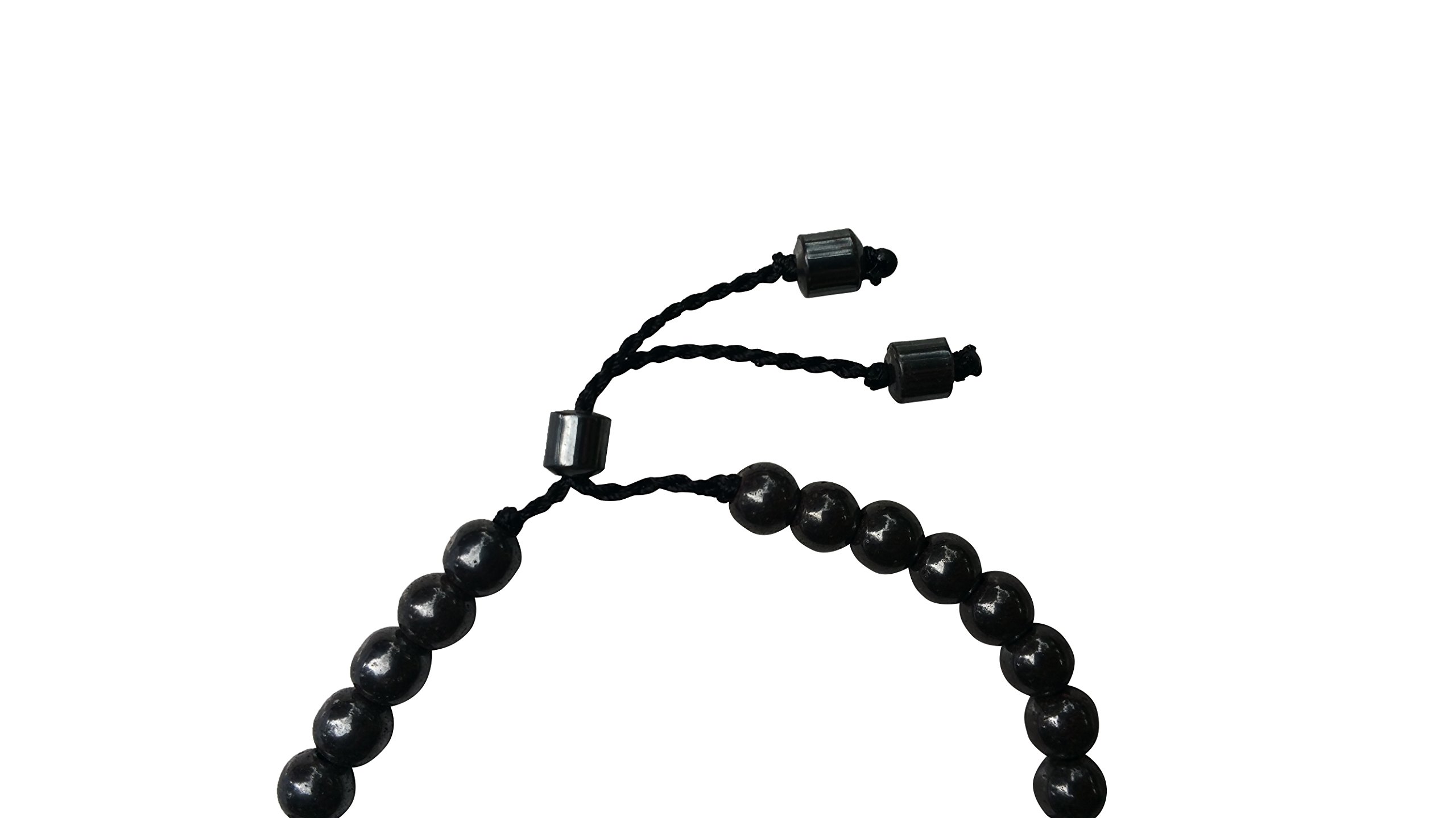 Small Tasbih Bracelet 33-Bead Hematite 6mm Round Beads w/Cylinder Lock and Stops Adjustable