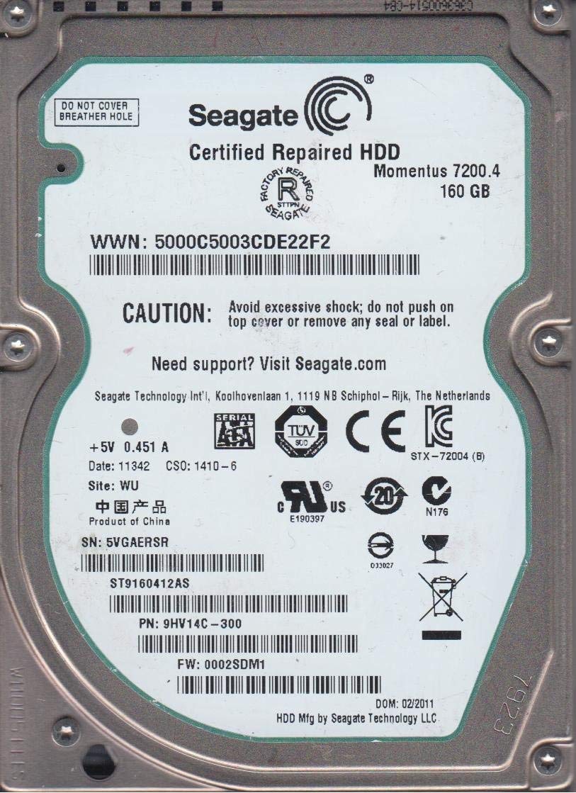 Seagate ST9160412AS 160.0GB 10K SATA 2.5 3Gbps Hard Drive