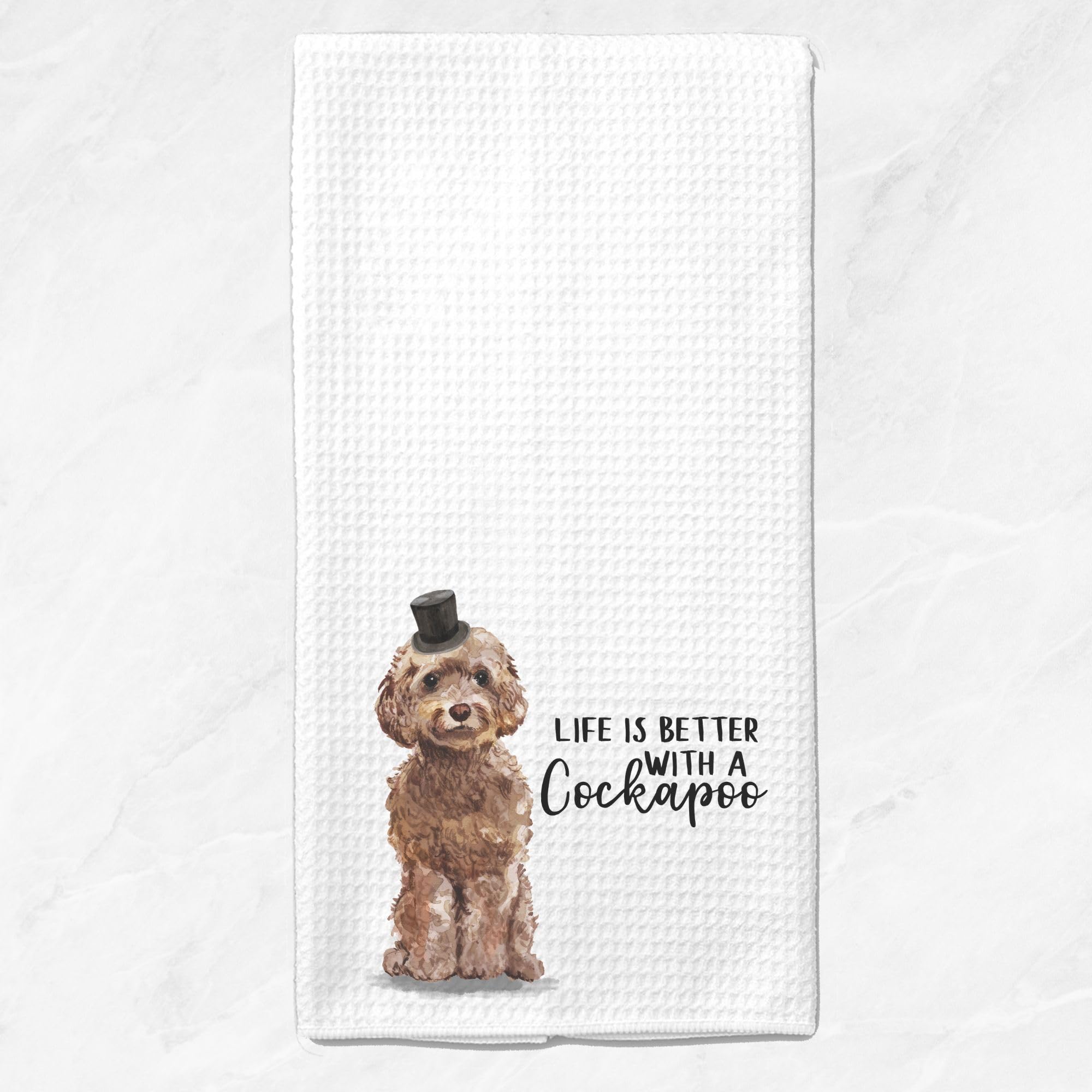 Watercolor Life is Better with a Cockapoo Microfiber Kitchen Tea Bar Towel Gift for Animal Dog Lover