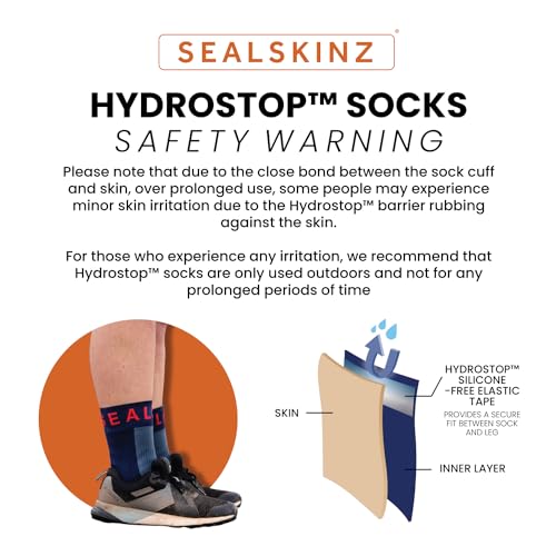 SEALSKINZ Standard Waterproof All Weather Ankle Length Sock with Hydrostop, Black/Grey, Medium