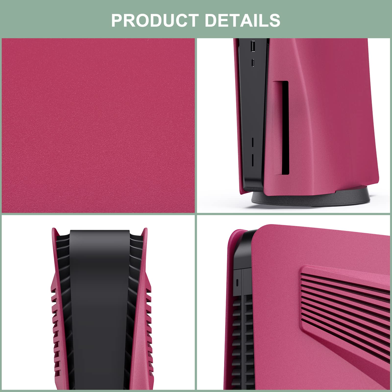 Plates for Disc Edition, Faceplate with Cooling Vents, Anti-Scratch Dustproof Protective Cover Plates for PS5 Disc Edition (Cosmic Red)