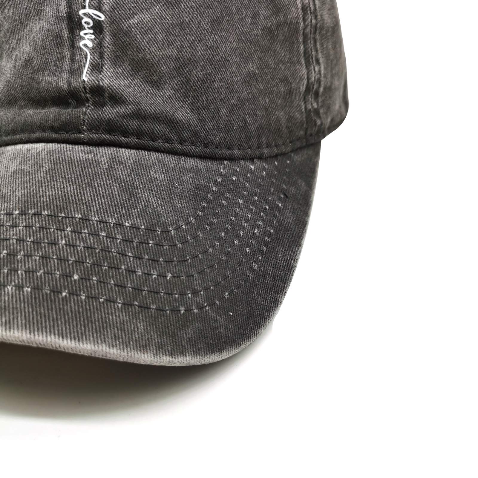 Waldeal Women's Caps Cute Daisy Love Baseball Hats Vintage Denim Cap Black