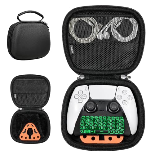 TiMOVO Controller Keyboard Carrying Case for PS5/PS5 Edge/Xbox Controller, PS5 Travel Case with Accessory Storage Holder, Hard Shell Protective Bag Fits PS5/Edge/Xbox Series X/S/One Controller, White
