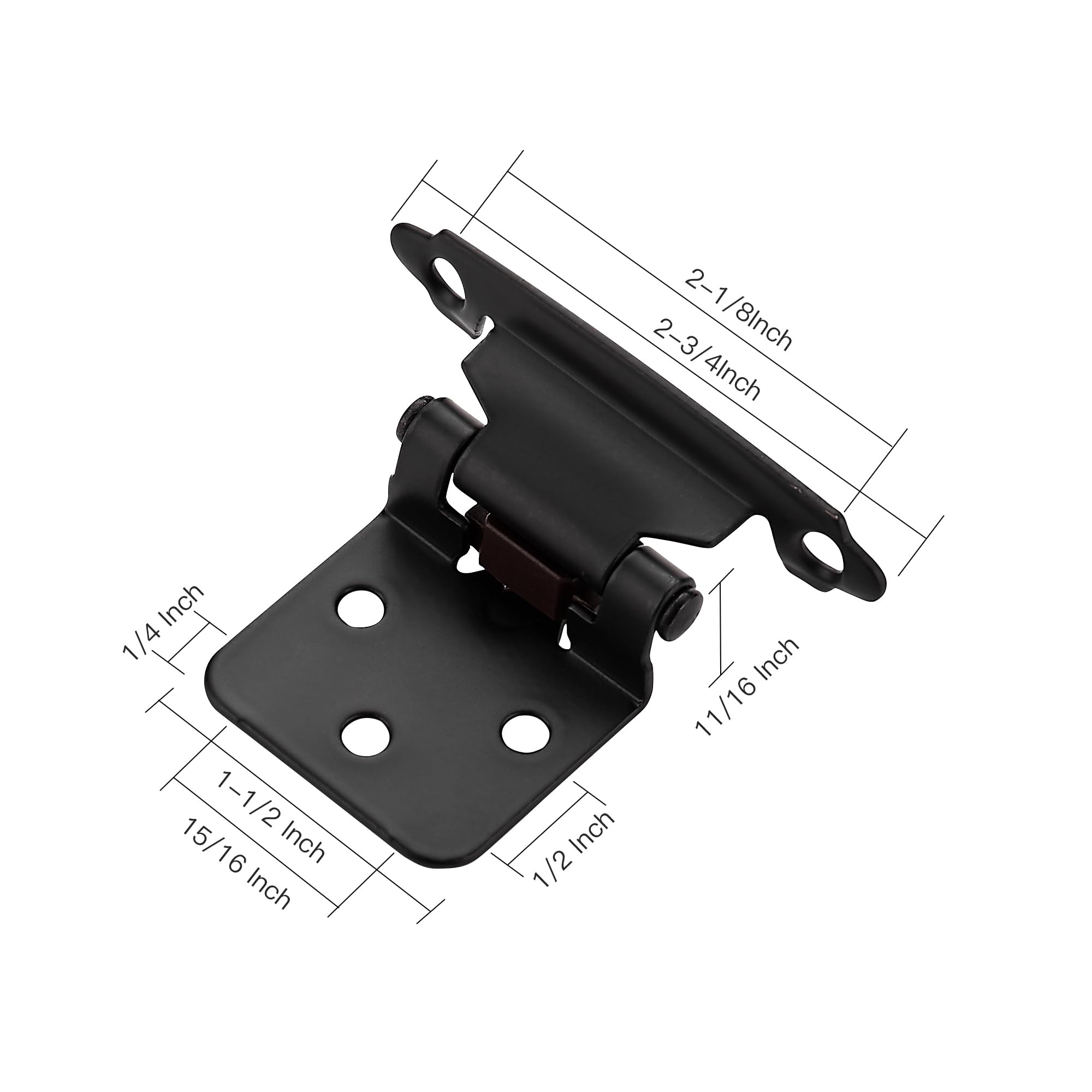 Ravinte 30Pack 15Pairs 1/2”Overlay Cabinet Door Hinges Kitchen Cabinet Hinges Black Semi-Concealed Hinges Face Mount Self-Closing Cabinet Hinges W/Door Bumpers&Screwdriver