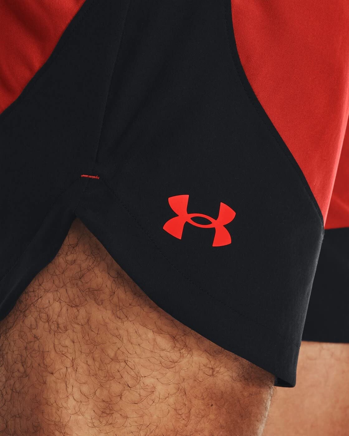 Under Armour Men's HIIT Woven Colorblock Shorts, Radiant Red (839)/Phoenix Fire, X-Large