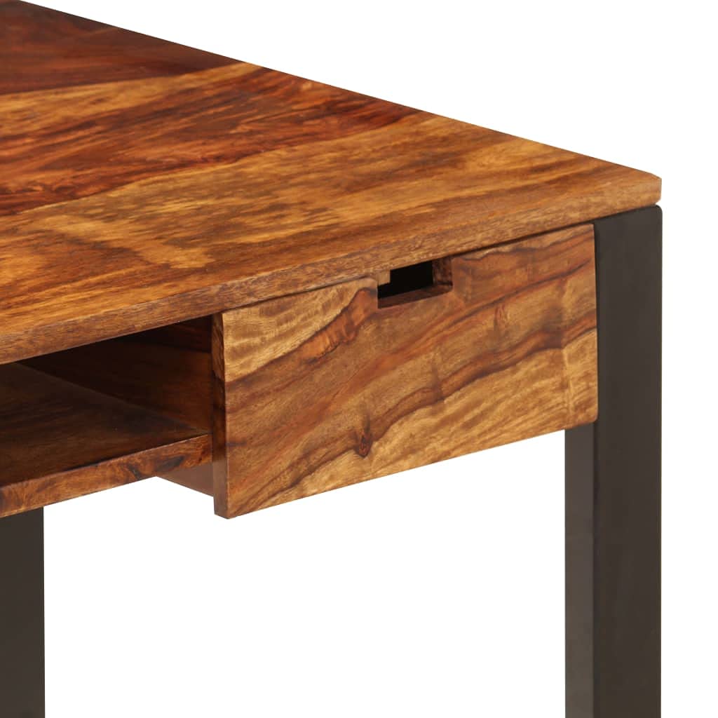 Retro Wooden Desk Computer Desk, with 2 Drawers and Keyboard Shelf, Durable Standing Desk Gaming Desk, Console Table Side Table Home Office Desk Writing Table, 43.3" x 21.7" x 30.7", Brown