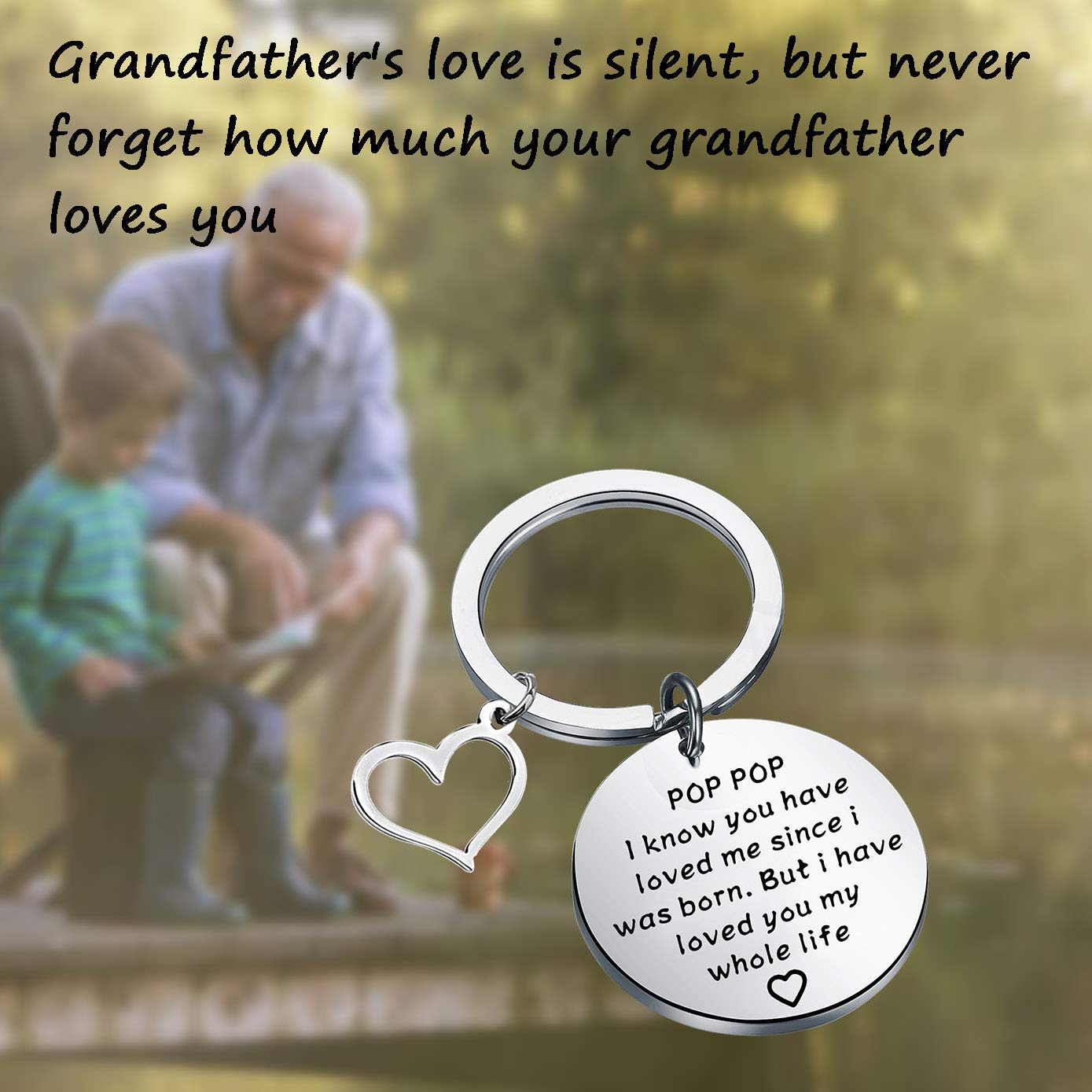 TIIMG PoP PoP Keychain Grandpa Birthday Gifts Father’s Day Gift PoP PoP Birthday Gifts from Grandkids (POP POP i know)