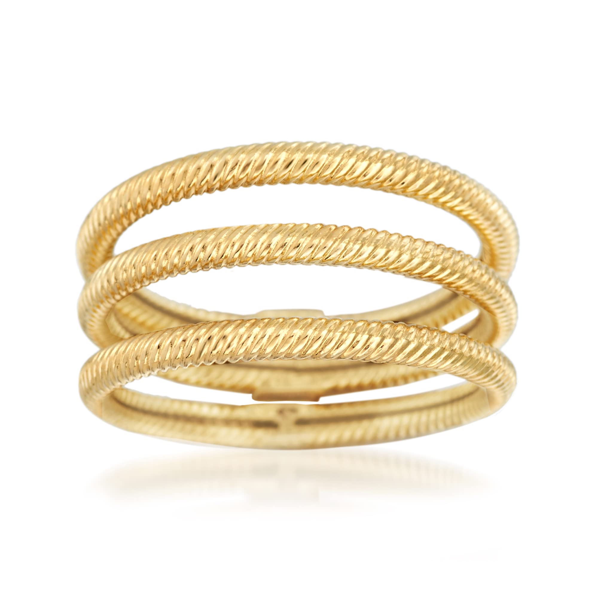 Ross-Simons 18kt Yellow Gold Jewelry Set: 3 Roped Rings. Size 8