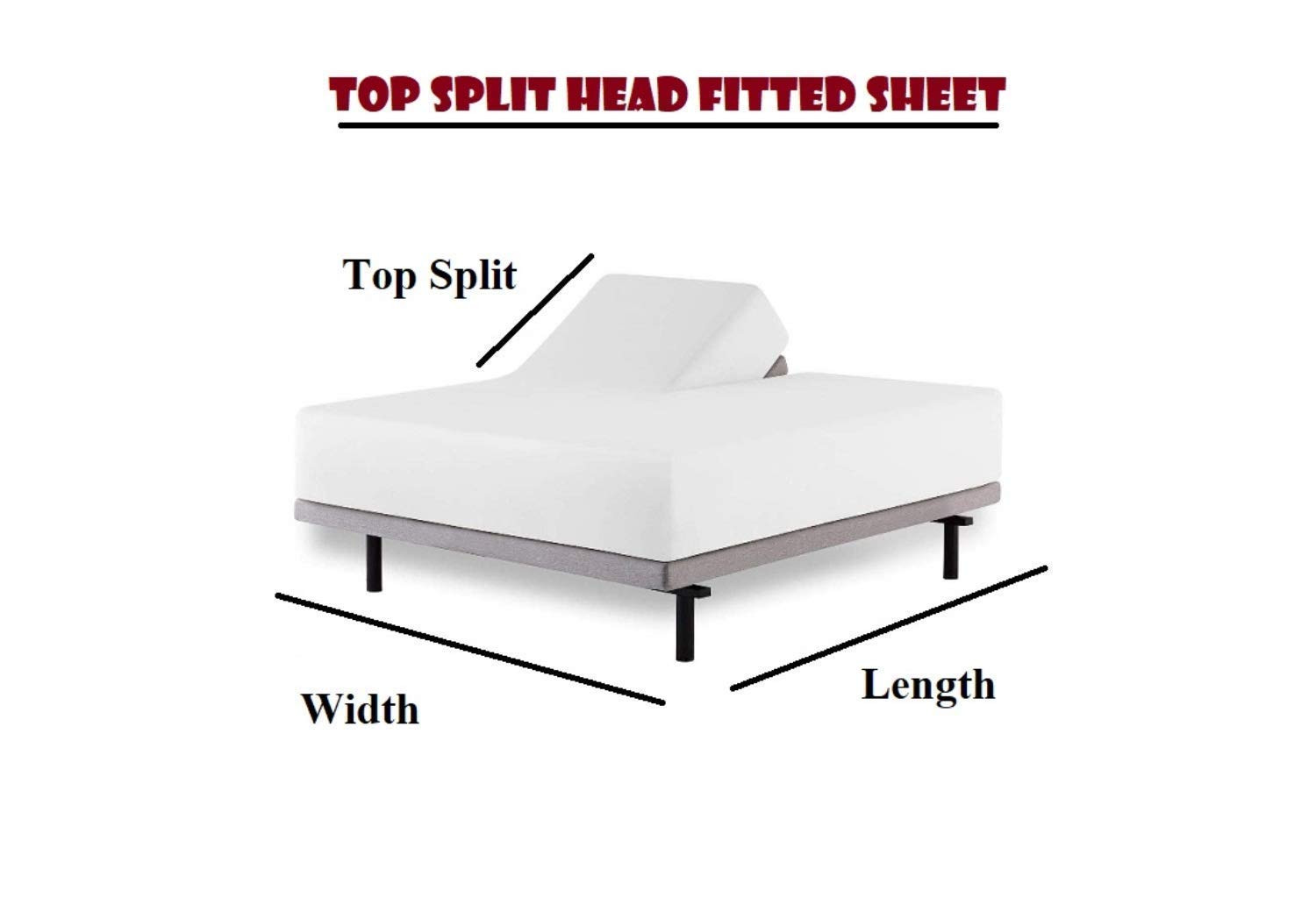 Split Top California King (Adjustable, Flex Top Cal-King Size) 100% Egyptian Cotton, Dark Grey Solid, 800 Thread Count, Sateen Weave, 15 inch Deep Pocket Bed Sheet Set - Split Down 34" from The top
