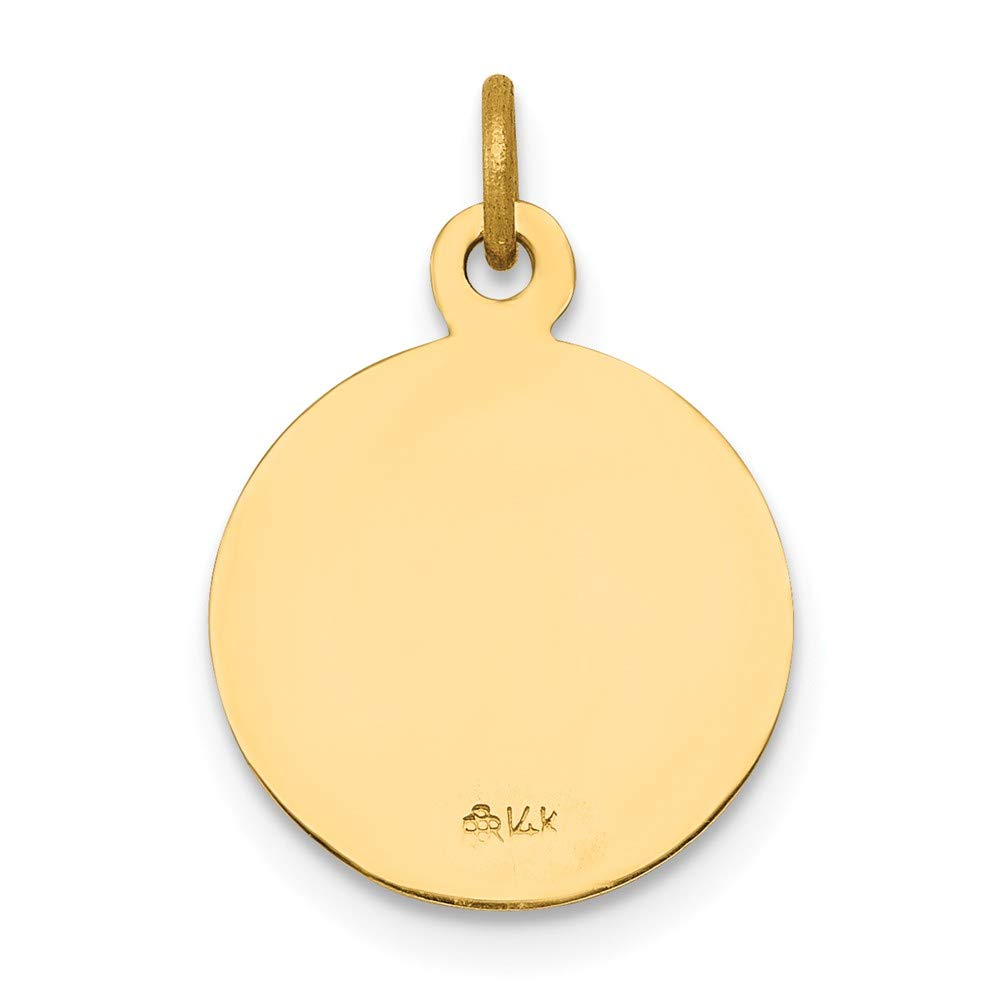 Solid 14k Yellow Gold Catholic Patron Saint Joseph Medal Round Charm Pendant - 20mm x 11mm