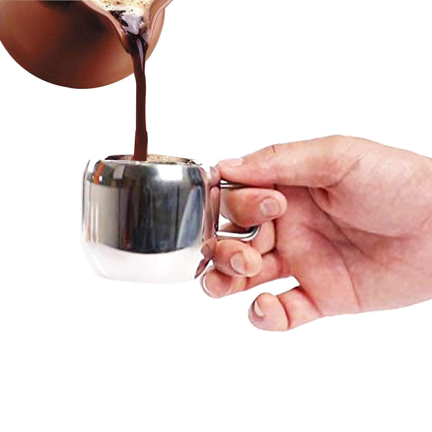 WhopperIndia Coffee Cup Espresso Cup Mug Set of 6 Double Wall Stainless Steel Tea Cups, Reusable & Dishwasher Safe