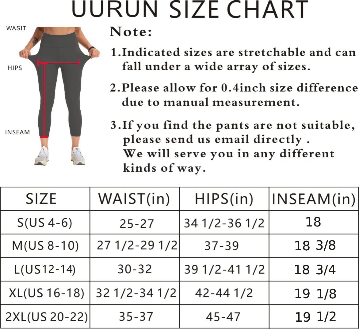 UURUN High Waisted Leggings for Women, Mesh Yoga Pants with Pockets, Tummy Control, Squat Proof, for Workout, Running, Stone Blue, L
