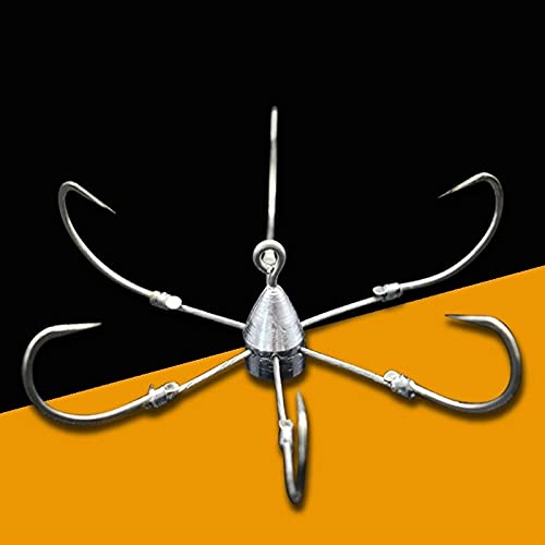 WRLRUILIAN Fishing Accessories Anchor Hook 6 Claw Lead/Copper Crab Hook Steel Explosion Hook Lead Clip Jumping Hook Squid Hook Dressing Accessories Fishing Tools (Color : White)
