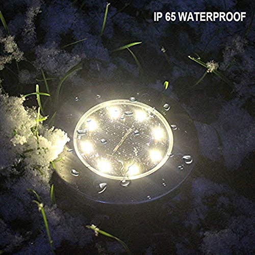Solar Ground Lights Outdoor with 8 LED Lamp Beads - Solar Disk Lights Waterproof with Light Sensor for Garden, Lawn, Patio, Pathway, Yard, Driveway, Step (8 Packs, Warm White)