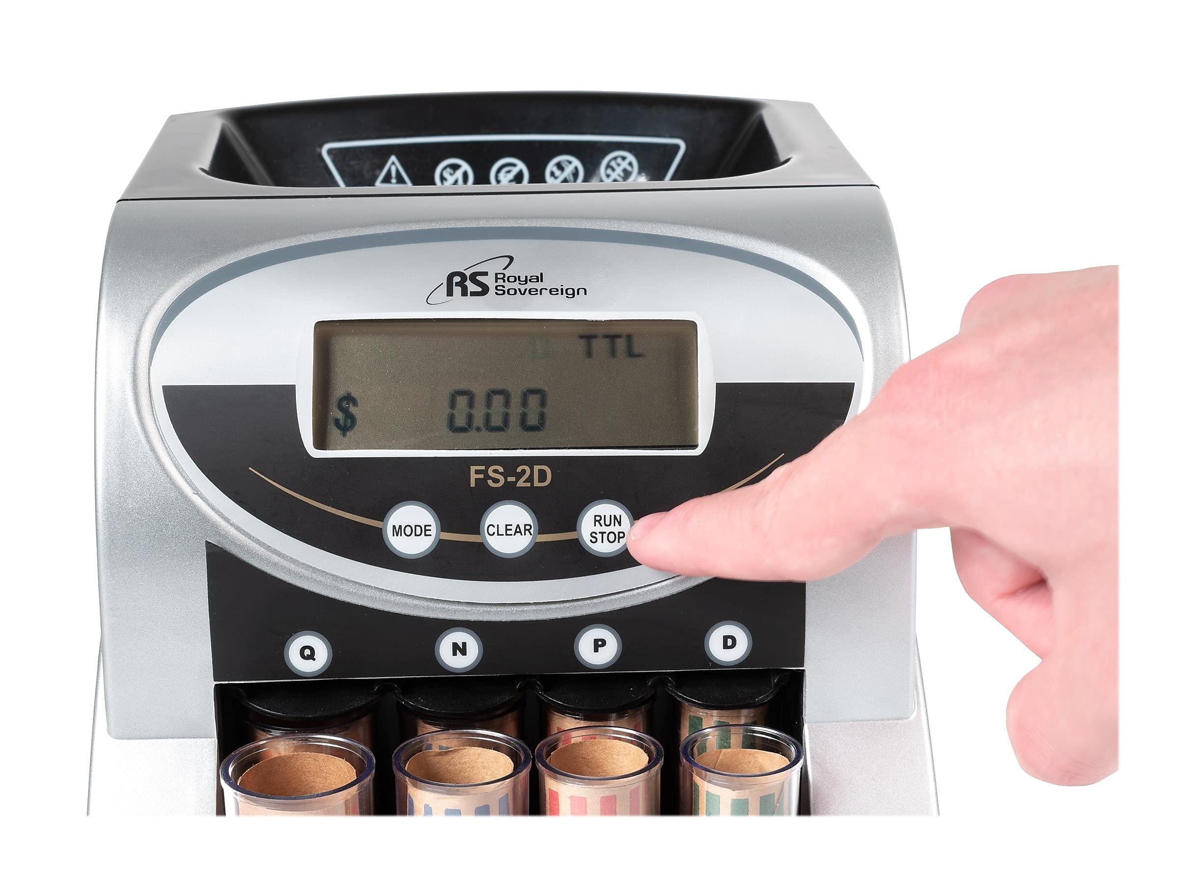 Royal Sovereign 2 Row Electric Coin Counter With Patented Anti-Jam Technology and Digital Counting Display (FS-2D),Blk/Silver