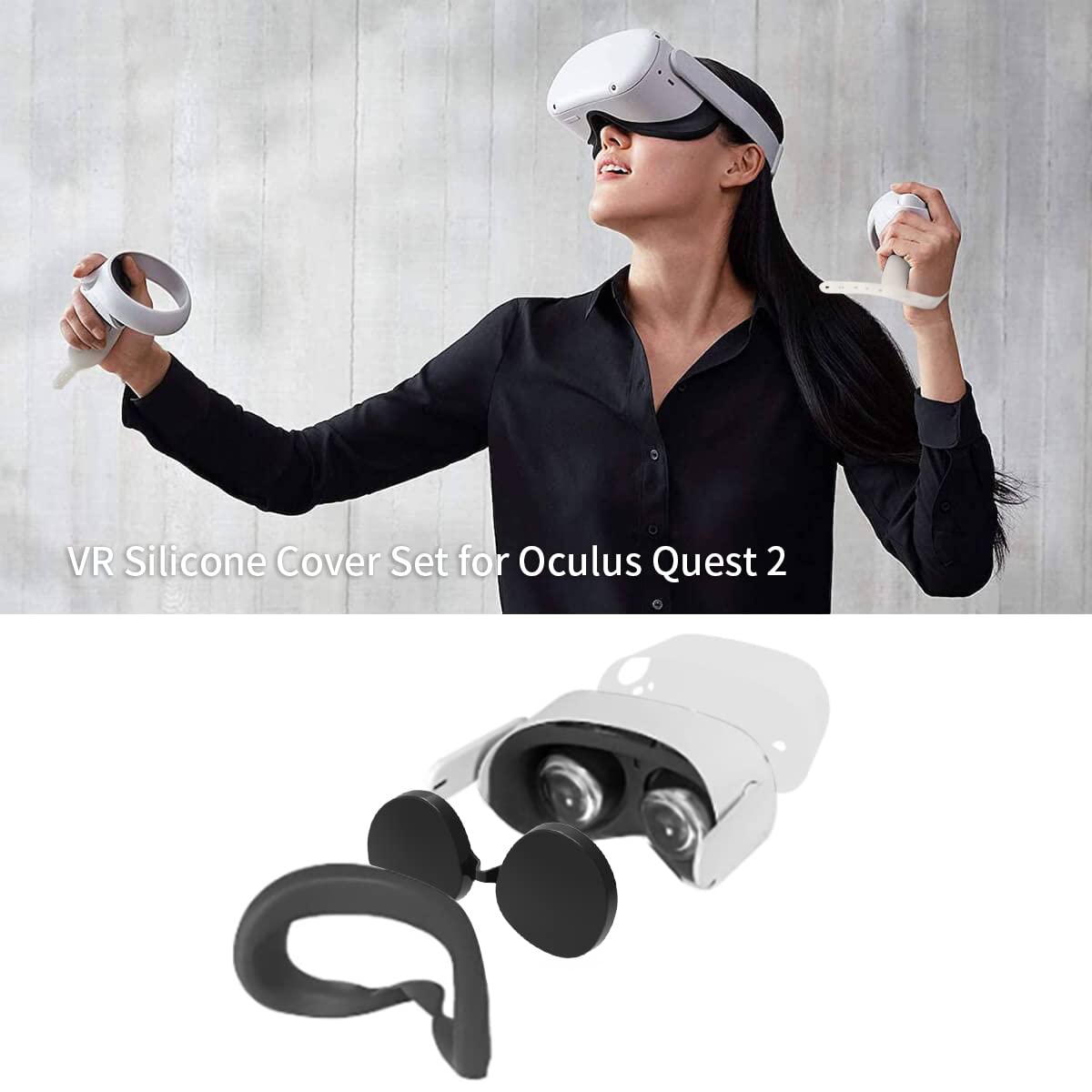 ZyberGears VR Oculus Quest 2 Face Cover with Lens Pad Silicone Quest 2 Face Pad Lens Cover Protector for Oculus Quest 2 Accessories - Black