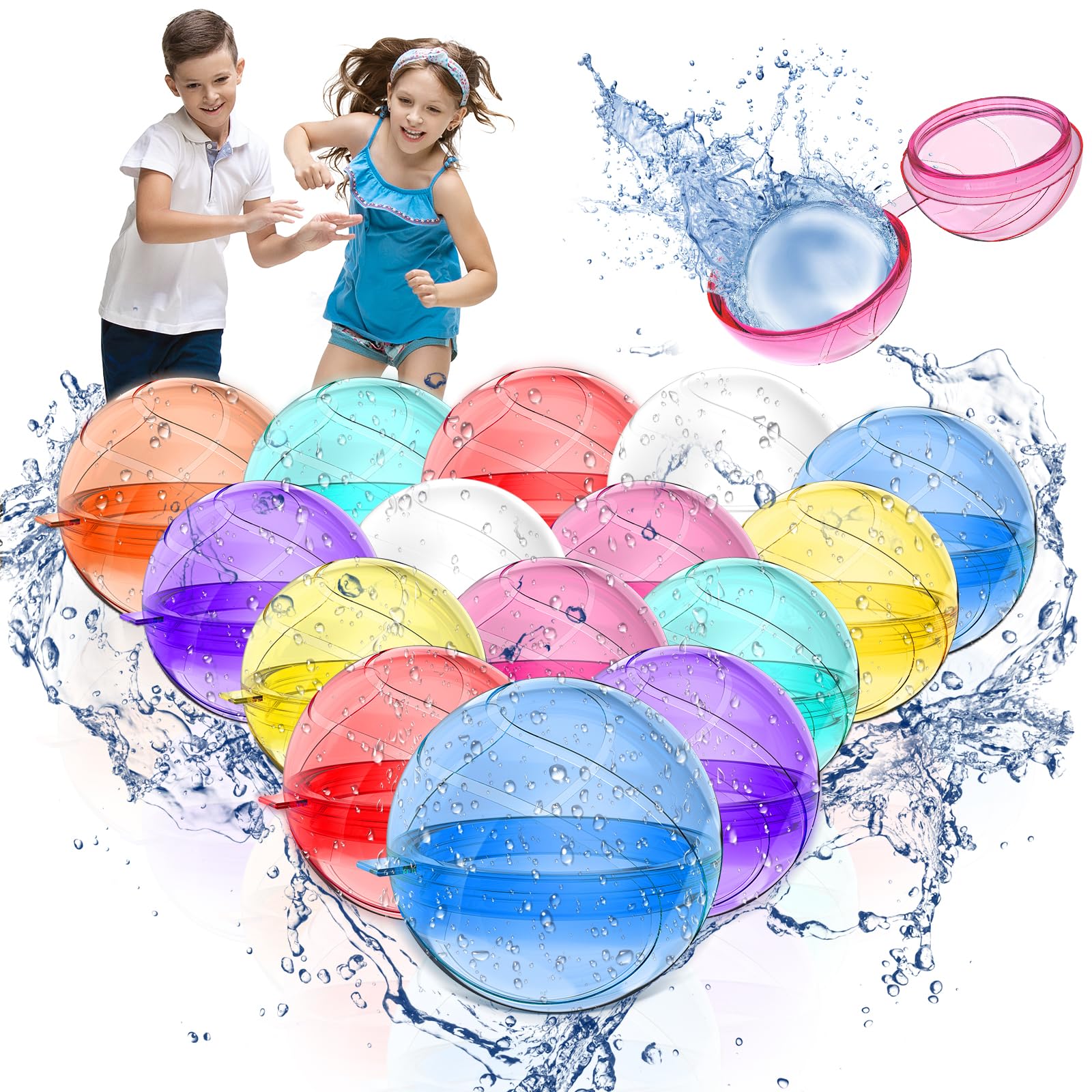 Reusable Water Balloons for Kids Adults Outdoor Activities Self Sealing Quick Fill Water Balloons Silicone Water Bombs with Mesh Bag,8 Pack