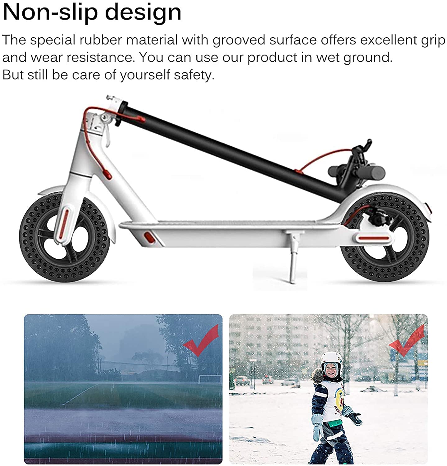 Solid Tires 10 inch Electric Scooter Wheels Front or Rear Replacement Tire Explosion-Proof Honeycomb Solid Tire for Xiaomi M365/M365 Pro and More (10 x 2.125 Tyre)