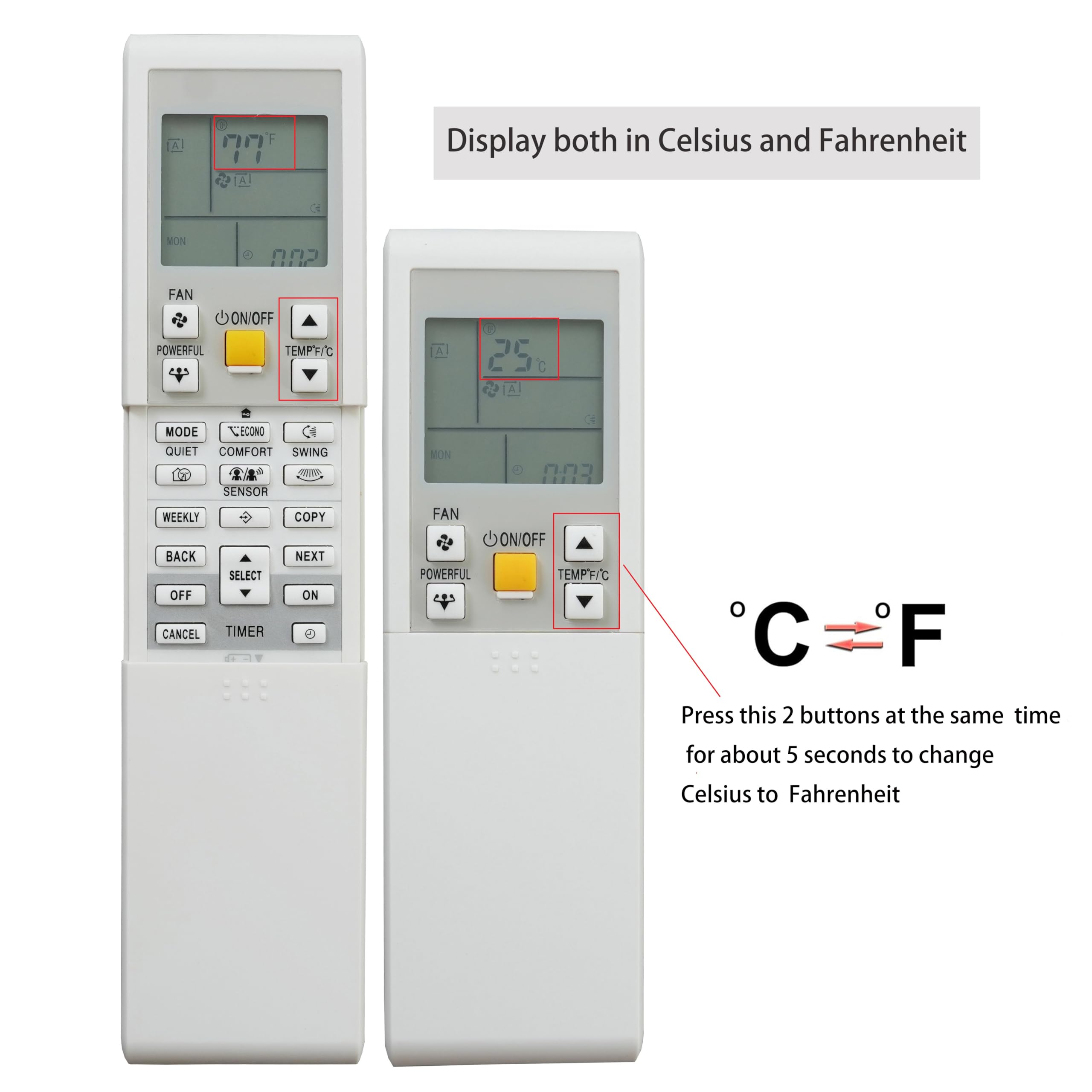 Replacement Remote Control Compatible for Daikin Air Conditioner FTXN09KEVJU FTXN12KEVJU FTXN15KVJU FTXN18KVJU FTXN24KVJU