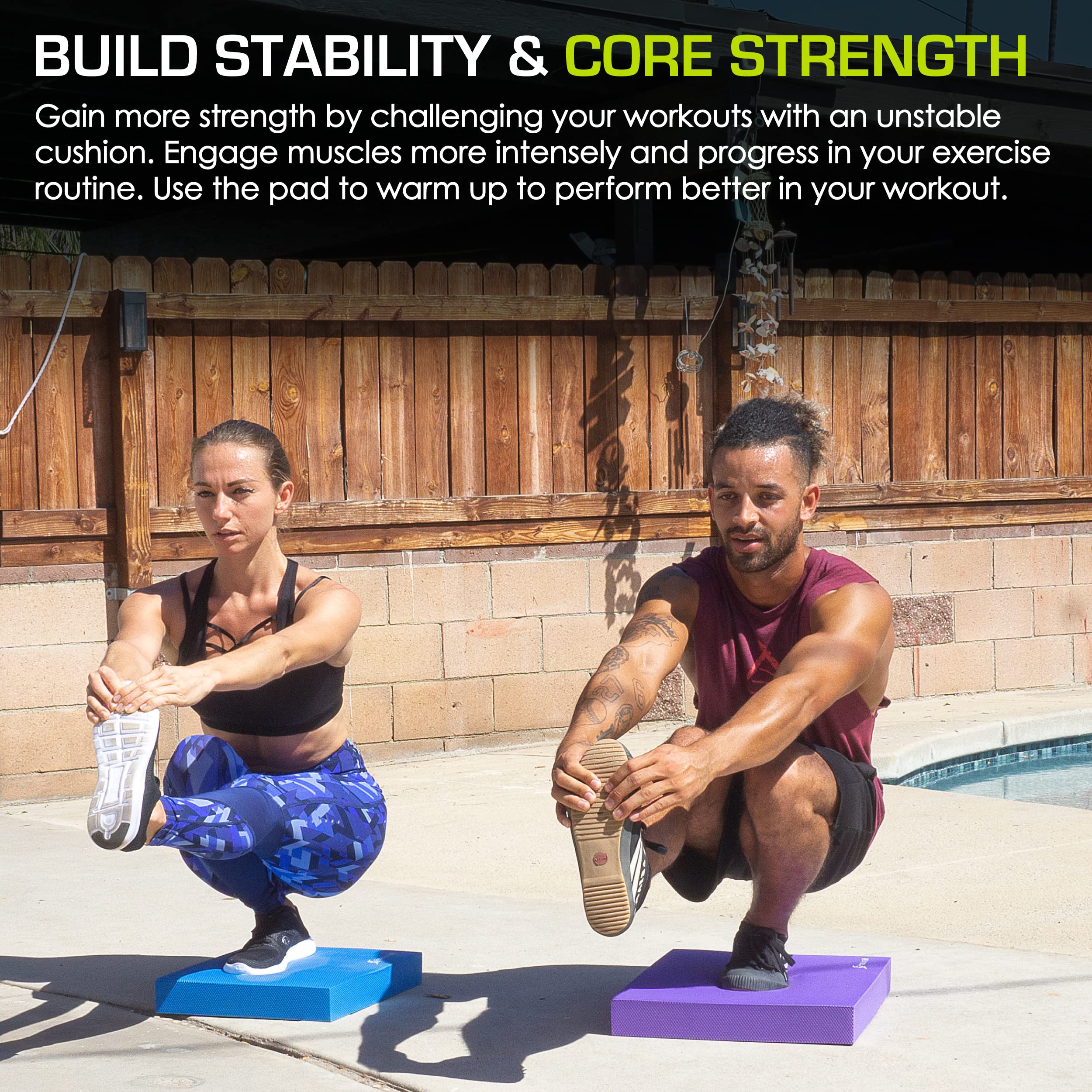 ProsourceFit Exercise Balance Pad β Non-Slip Cushioned Foam Mat & Knee Pad for Fitness and Stability Training, Yoga, Physical Therapy 15.5βx12.75β