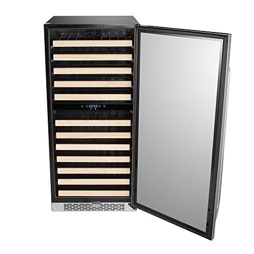 Whynter BWR-0922DZ 92 Built-in or Freestanding Stainless Steel Dual Zone Compressor Large Capacity Wine Refrigerator Rack for Open LED Display, Dark Grey-92 Bottle, Dark Grey