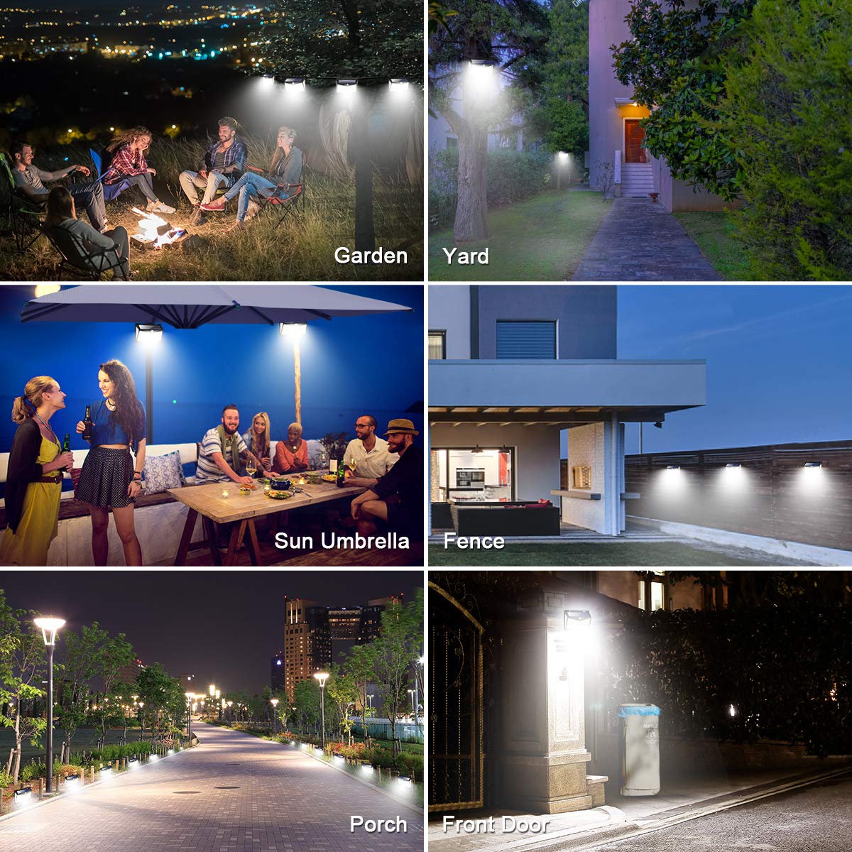 Seed Alarm Solar Lights Outdoors 208 LED/3 Modes, Security Motion Sensor Night Lights, Wire-Free, IP65 Waterproof, Solar LED Light for Garden, Fence, Patio, Garage and Stairs (2 Pack)