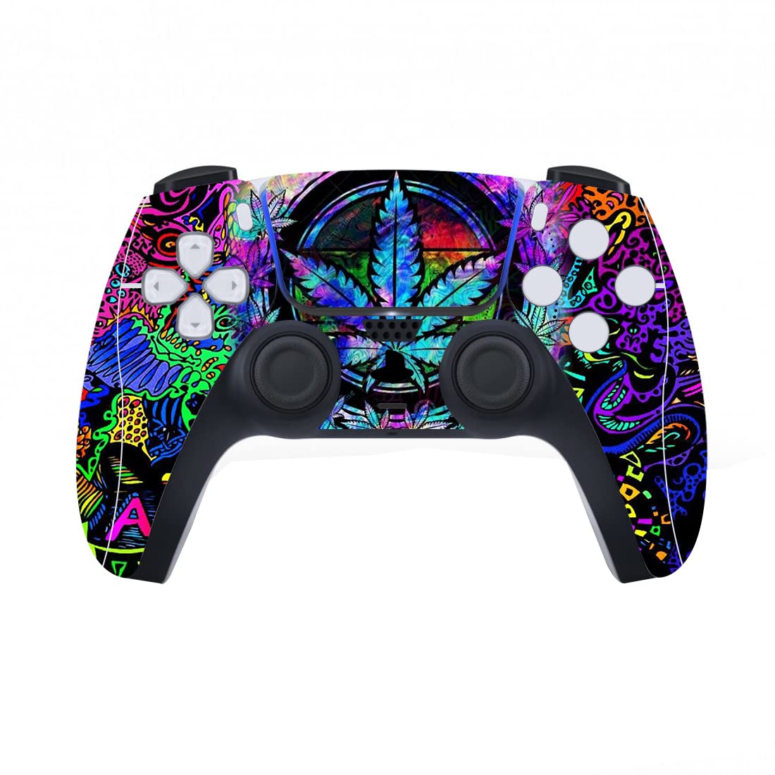 PlayVital Psychedelic Leaf Full Set Skin Decal for ps5 Console Disc Edition, Sticker Vinyl Decal Cover for ps5 Controller & Charging Station & Headset & Media Remote