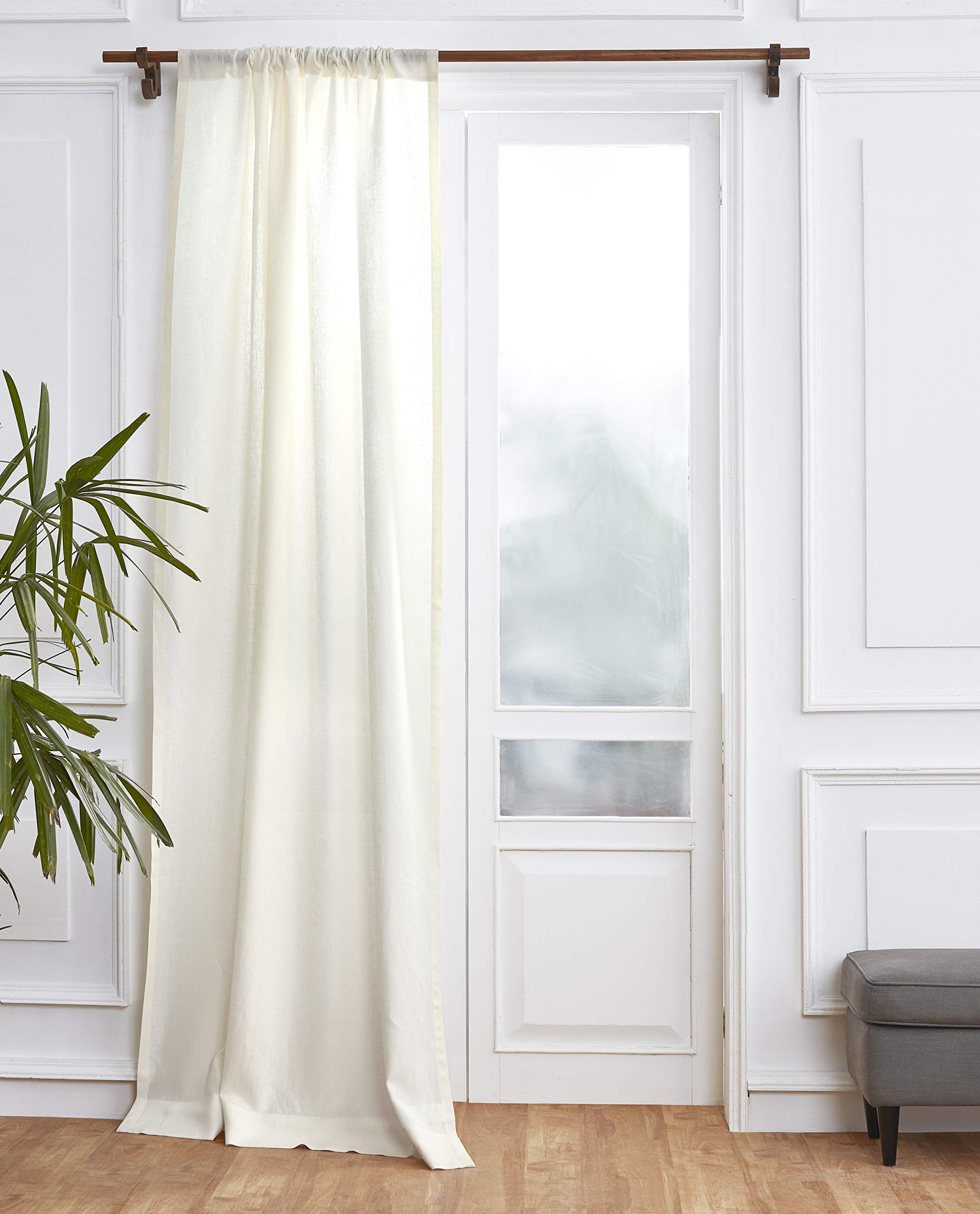 Solino Home Linen Curtain 84 Inches Long – Ivory 52 x 84 Inch Light Filtering Rod Pocket Curtain – 100% Pure Linen European Flax Window Curtain Panel for Bedroom, Living Room