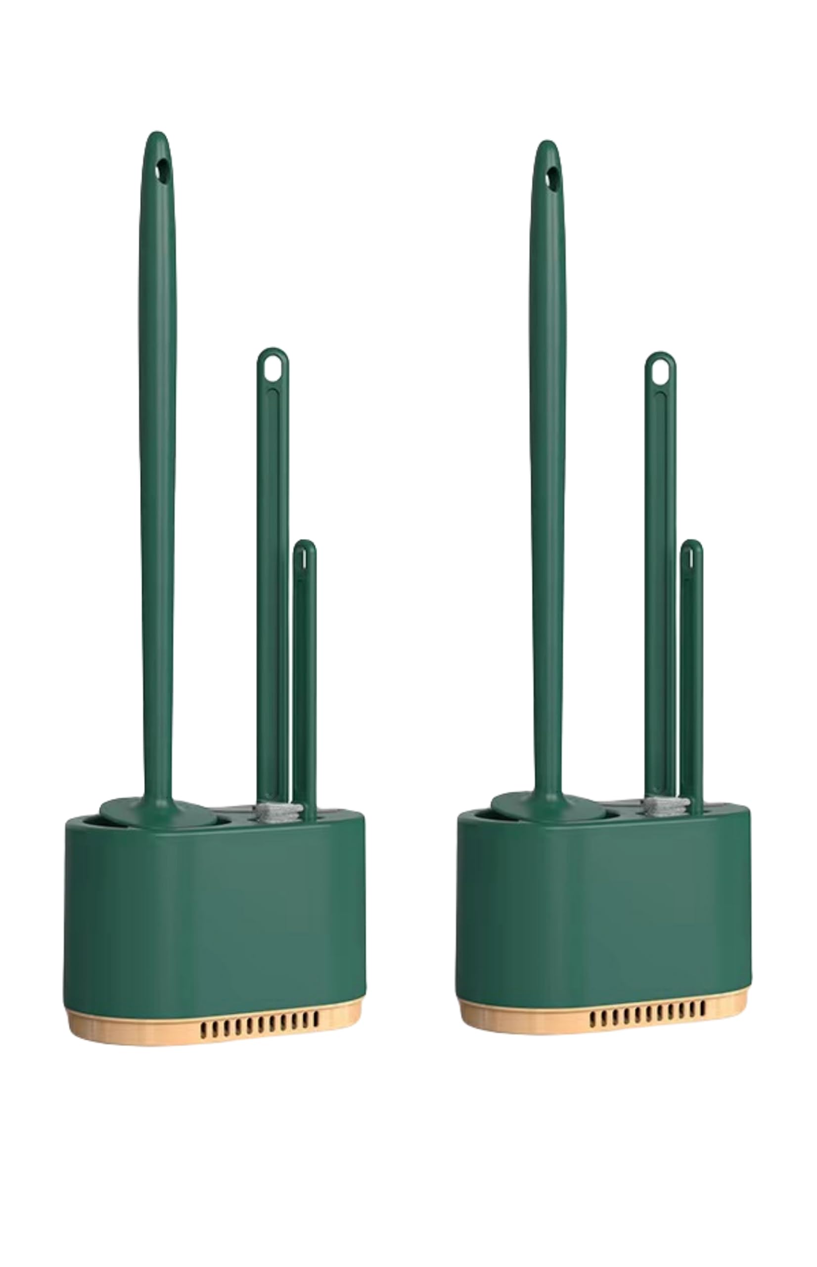 Toilet Brush and Plunger Set,3 in 1 Toilet Bowl Brush Plunger Set with Ventilated Holder for Deep Cleaning, Bathroom Cleaning Combo with Modern Caddy Stand (Green)