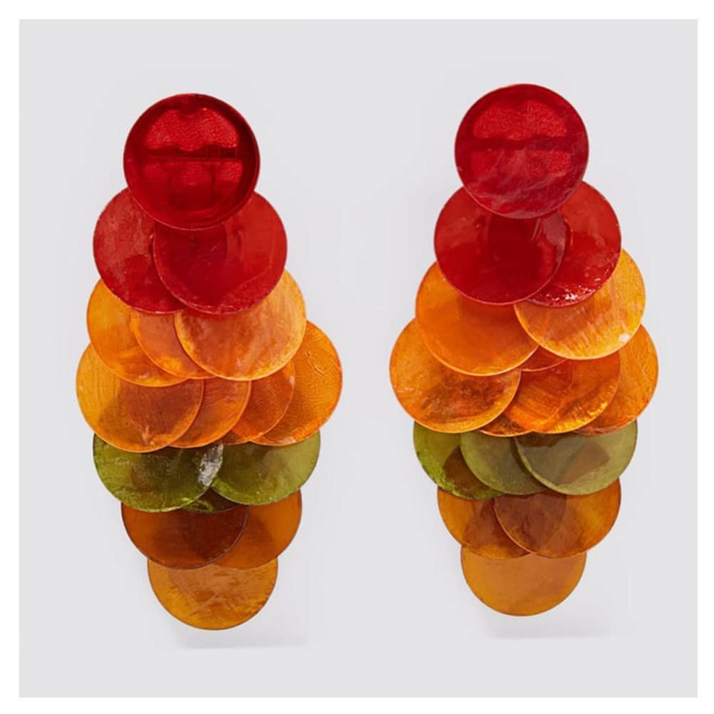 ZMANYIJEW Rainbow Acrylic Tassel Earrings for Women Colorful Leaf Flower Earring Bead Rainbow Earring for Women(B)