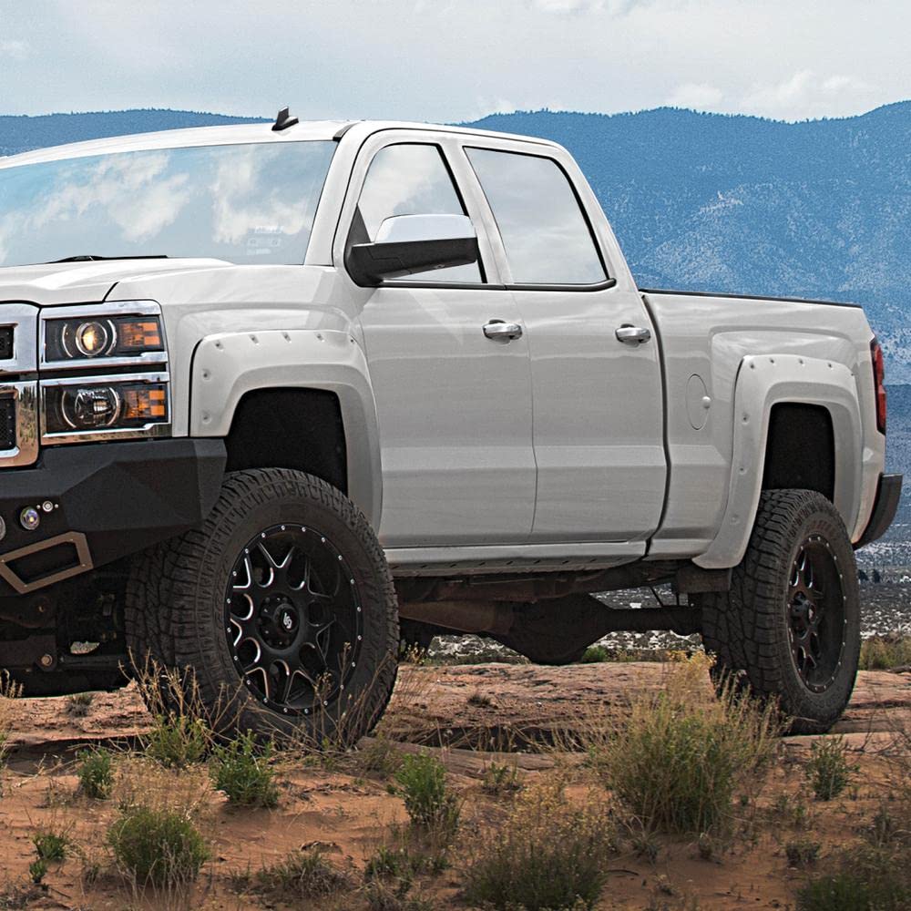 Smittybilt 17291-GAZ M1 Color Fender Flares Summit White 2016-2018 Chevy 1500 with 5.8' Bed, Clear