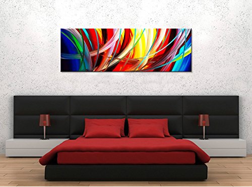 Seekland Art Handmade Acrylic Painting Abstract Canvas Wall Art Modern Contemporary Artwork for Home Decoration (Framed 48" W x 16" H)