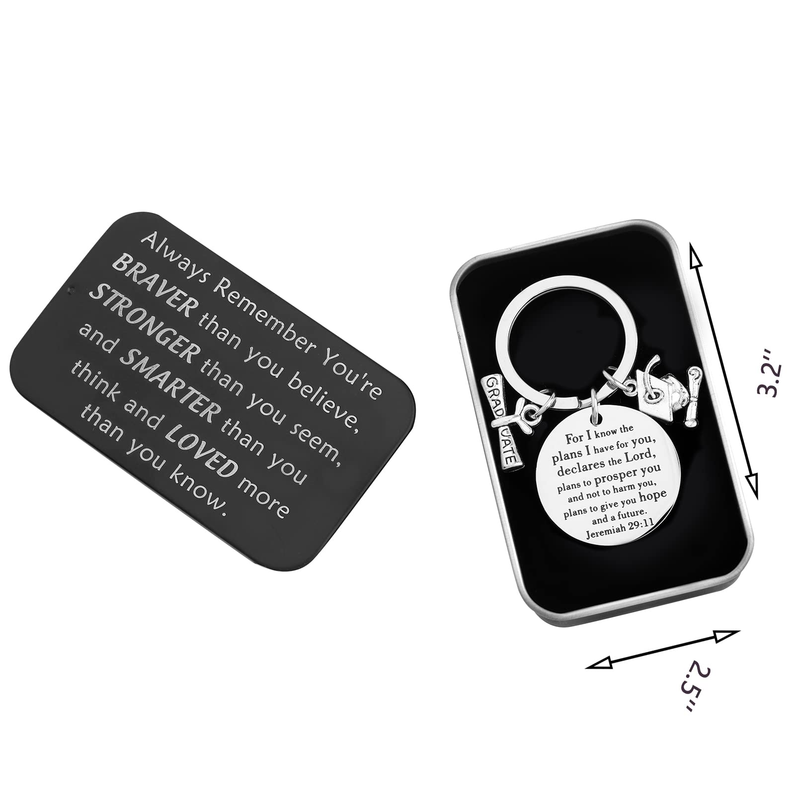 WSNANG Graduation Gift Jeremiah 29:11 Keychain Bible Verse Inspiratioan Gift for Student Graduation Religious Gifts (29:11 grad ky-box)