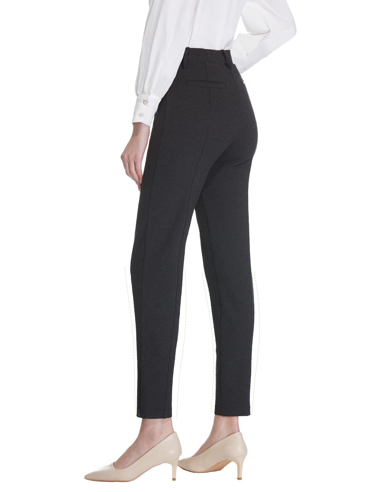 Tapata Women's Open-Ankle Slim Pants Petite/Regular/Long Length Slacks Business Casual Office Pants 26"/28"/30" Inseam Black M