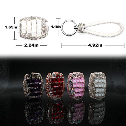 PGONE Car Key Case Key Shell Fob Key Cover Key Chain Lady Ring with Bling Rhinestones crystals For Mercedes-Benz C E S M CLS CLK GLK GL Class 2/3-button Keyless Entry Remote Control Smart Key (White)