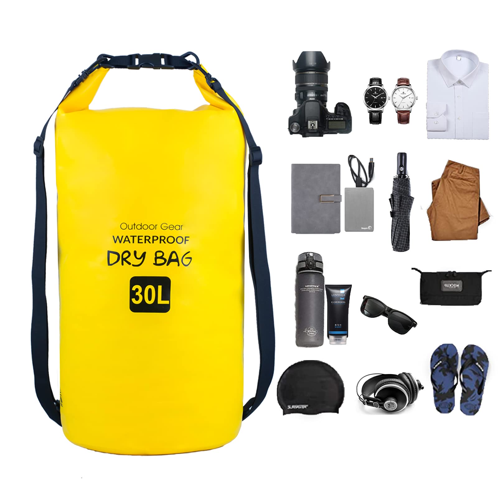 Waterproof bag,Dry Bags for Kayaking Waterproof,Dry Bag Backpack with Waterproof Phone Case,for Kayaking,Boating,Beach,Rafting,Swimming,Hiking(Yellow)